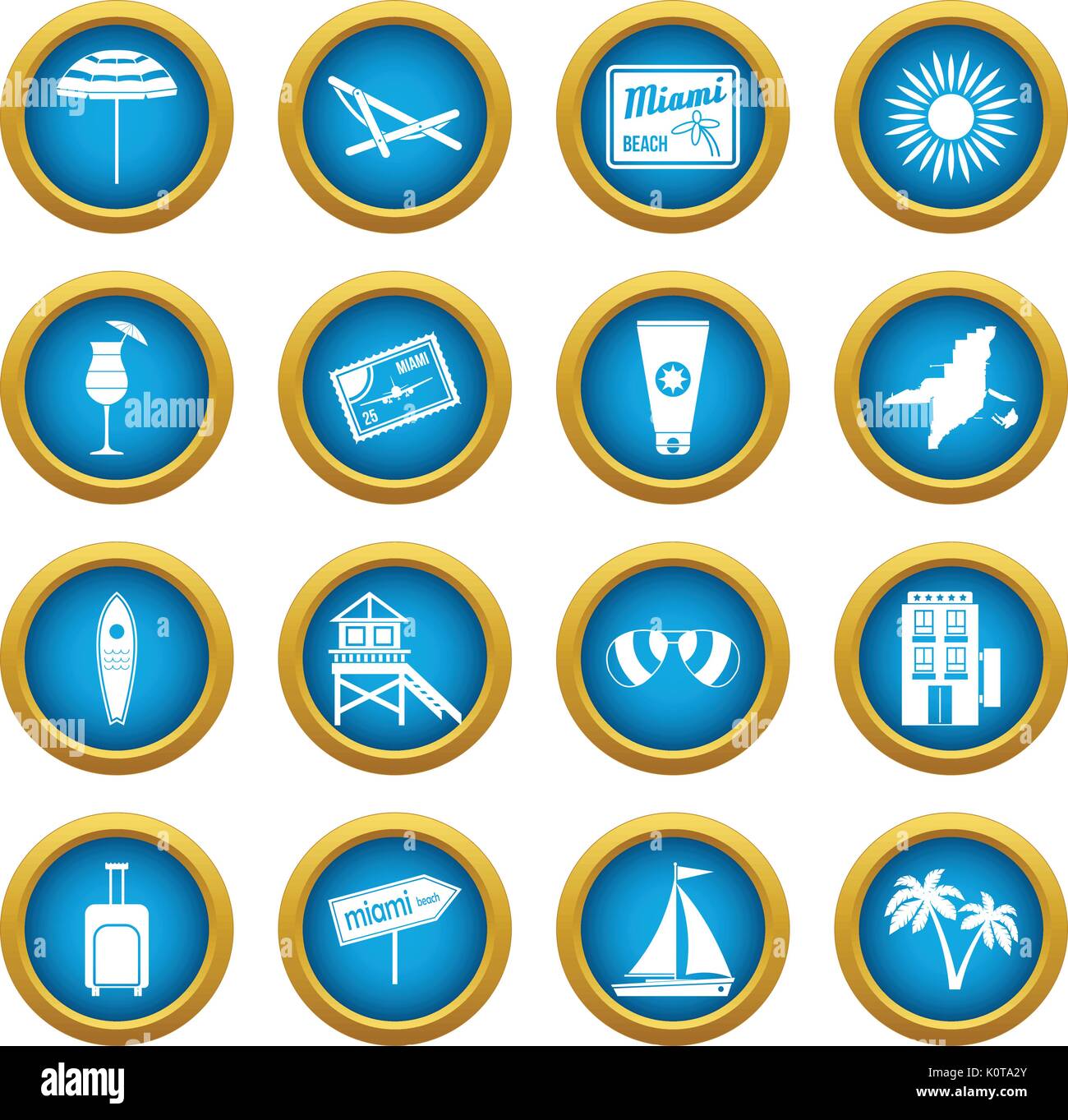 Miami icons blue circle set Stock Vector Image & Art - Alamy