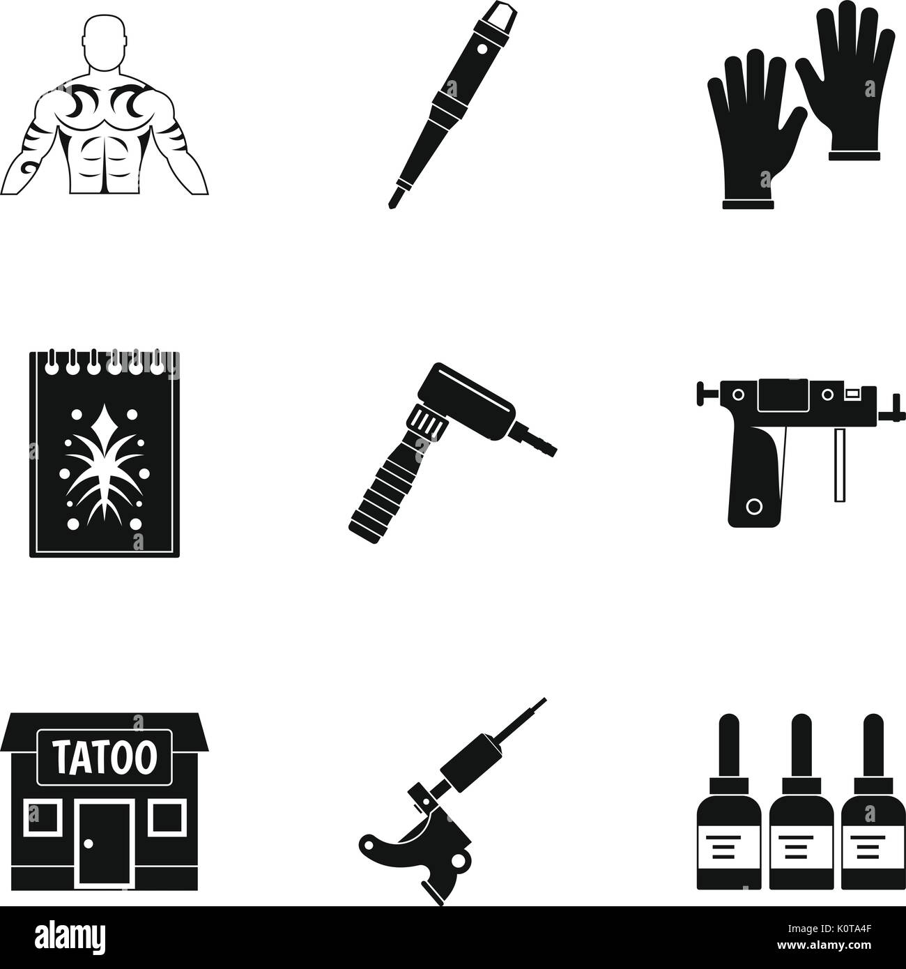 Tattoo icon set, simple style Stock Vector Image & Art - Alamy