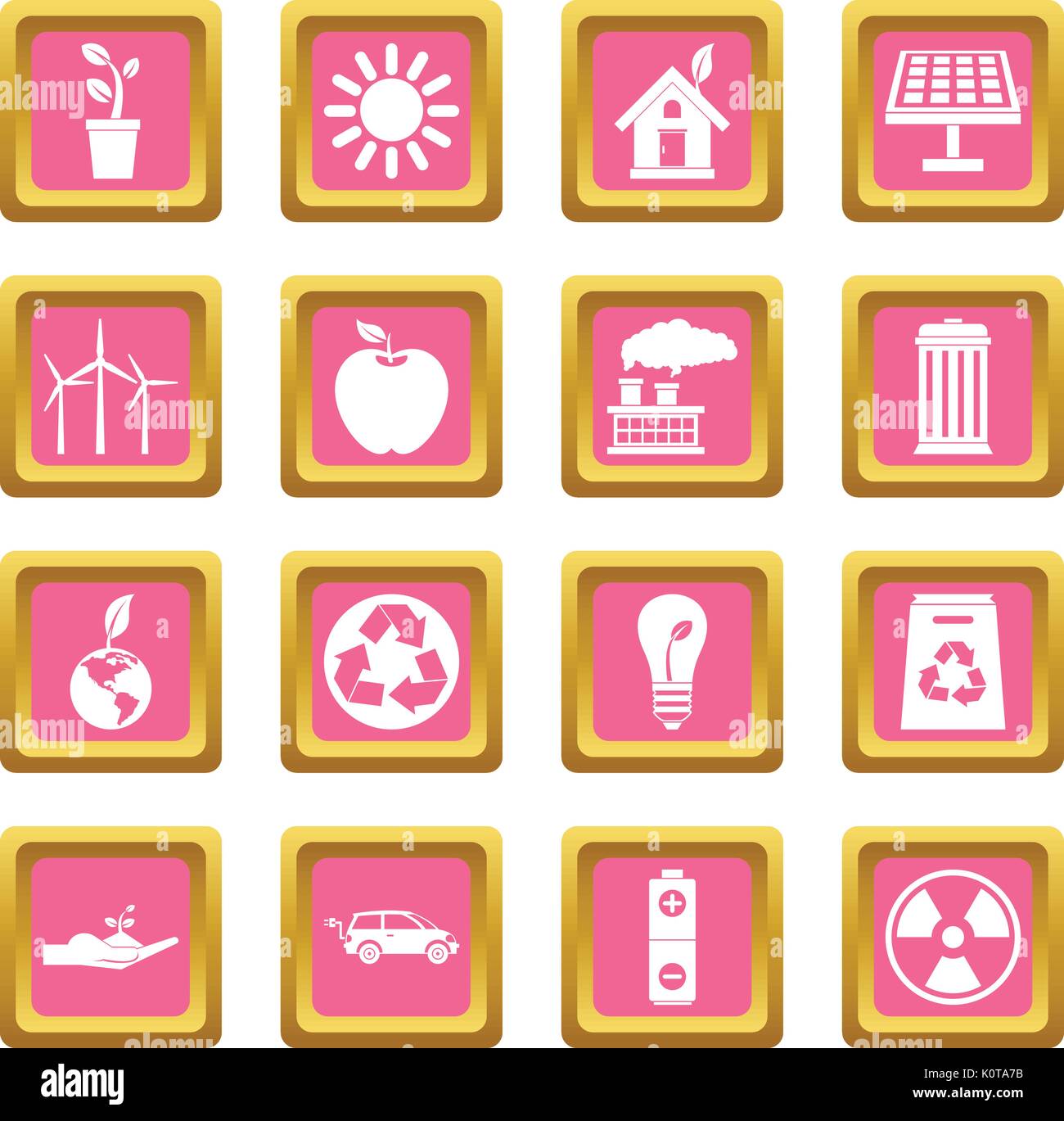 Ecology icons pink Stock Vector Image & Art - Alamy