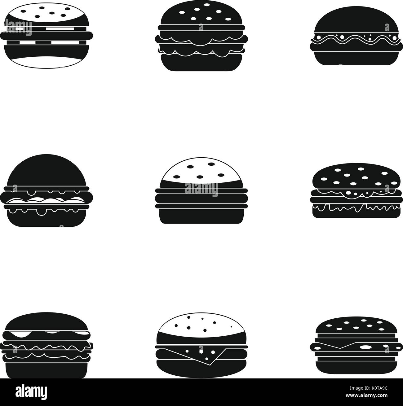Burger icon set, simple style Stock Vector Image & Art - Alamy