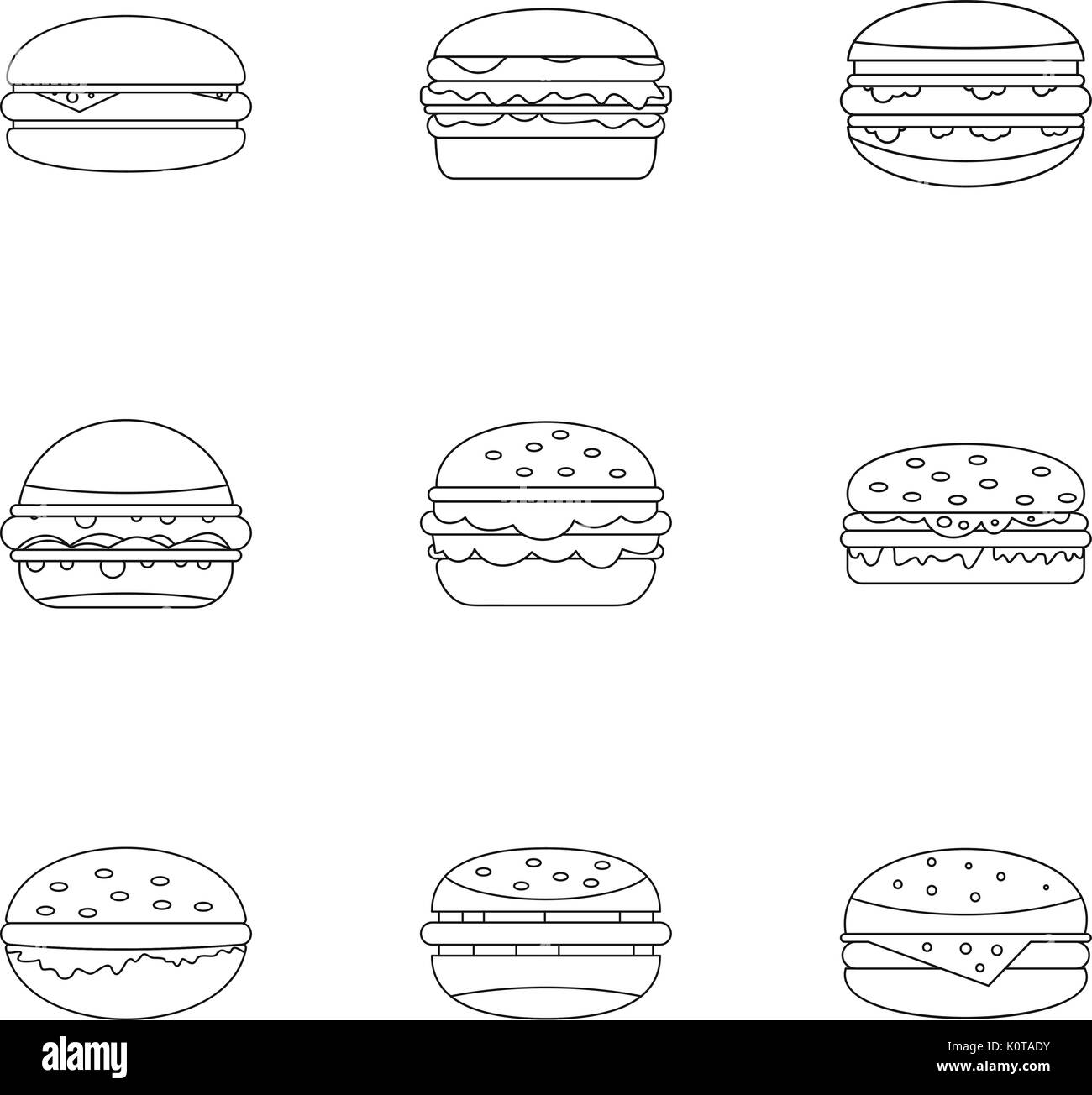 Hamburger icon set, outline style Stock Vector Image & Art - Alamy