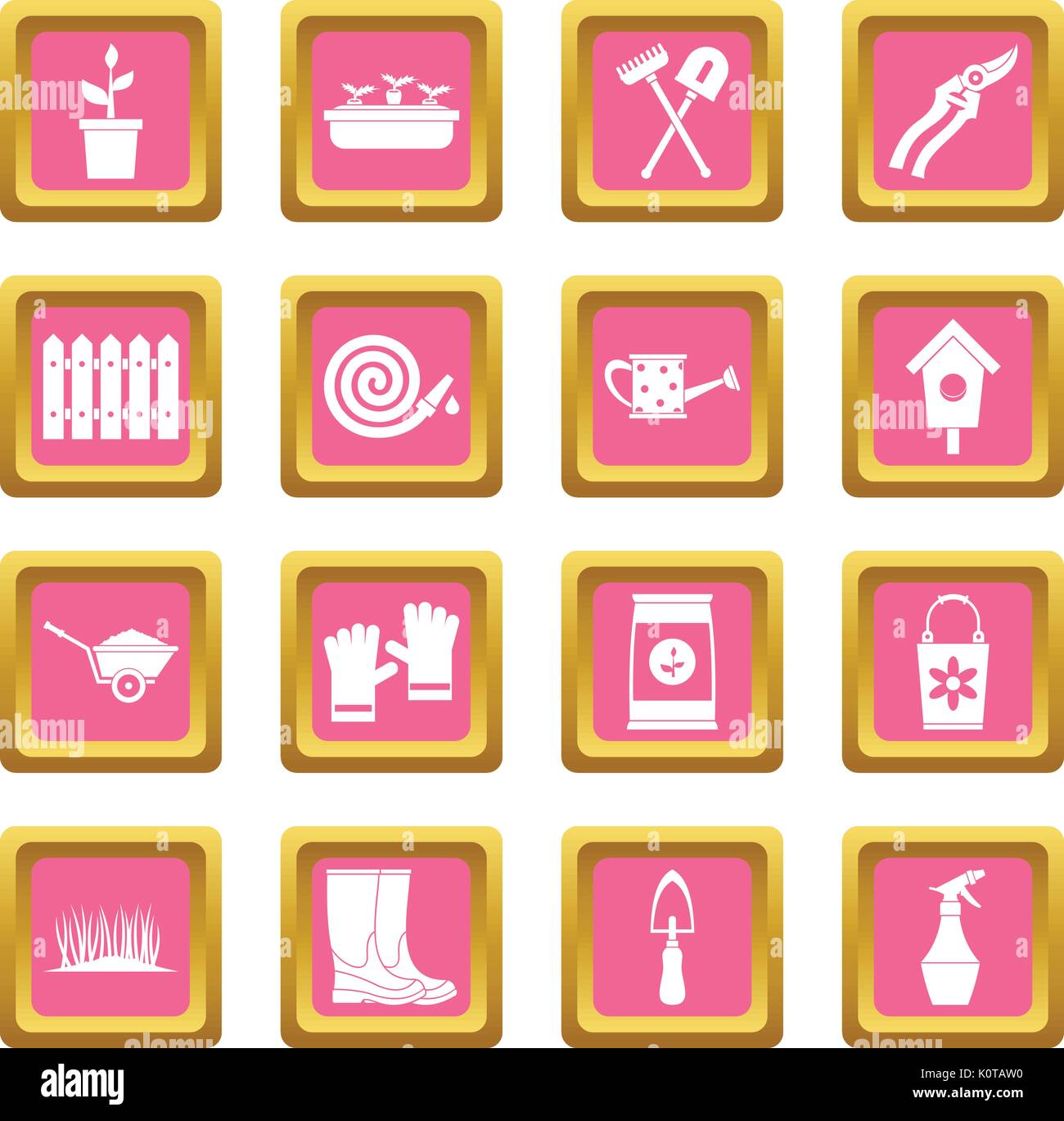 Gardening icons pink Stock Vector Image & Art - Alamy