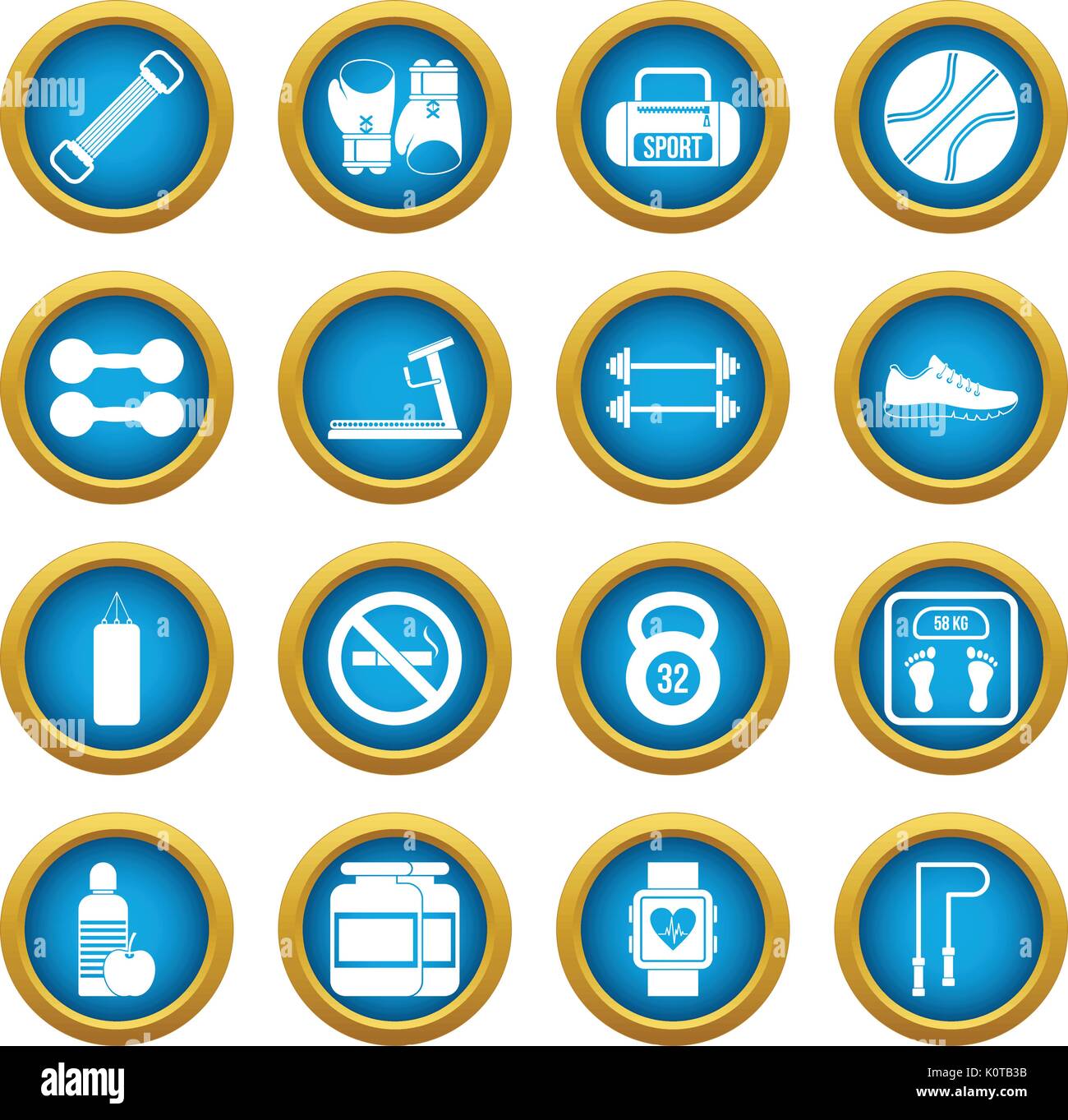 Gym icons blue circle set Stock Vector Image & Art - Alamy