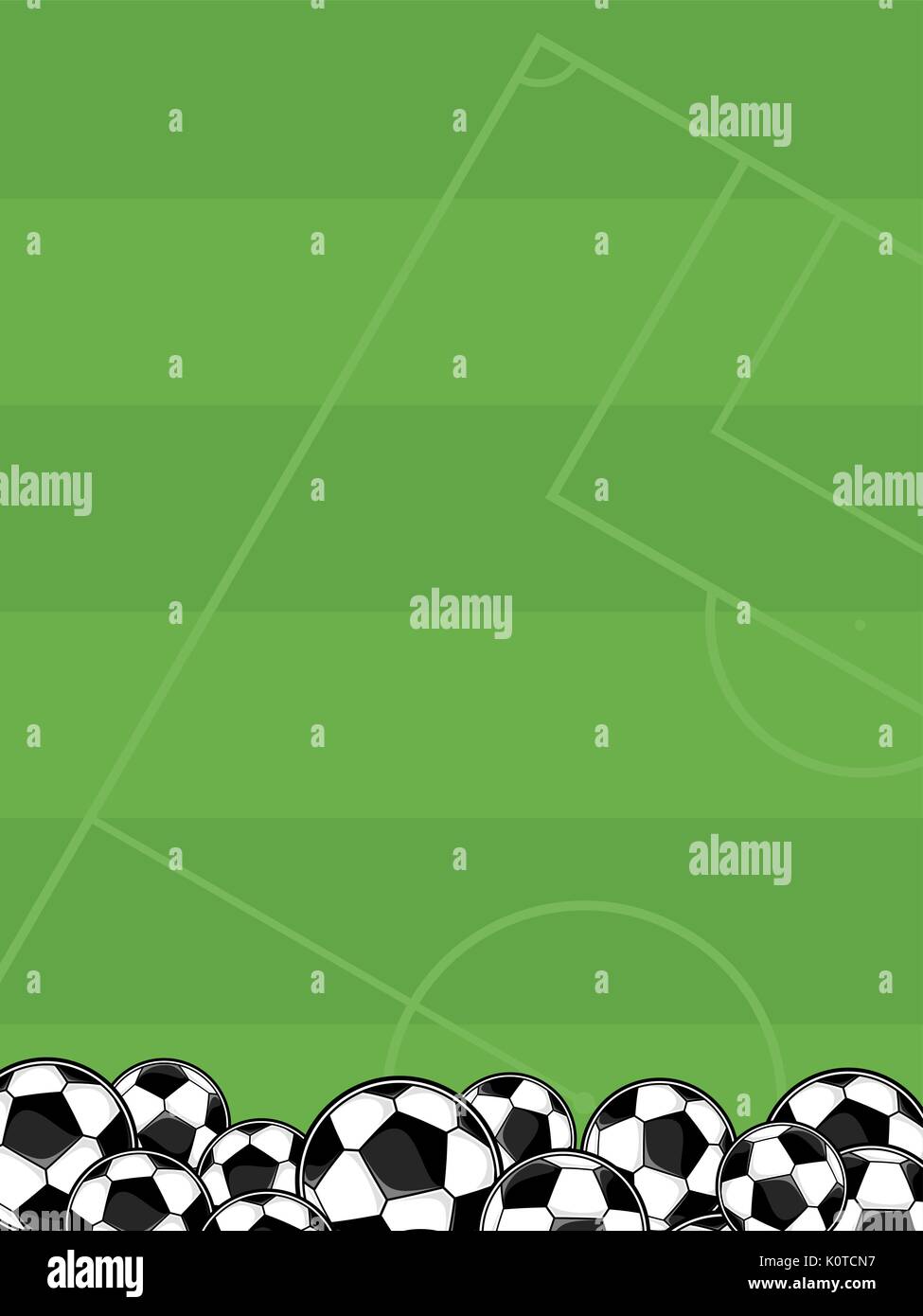 soccer balls border on green background for copy space Stock Vector ...