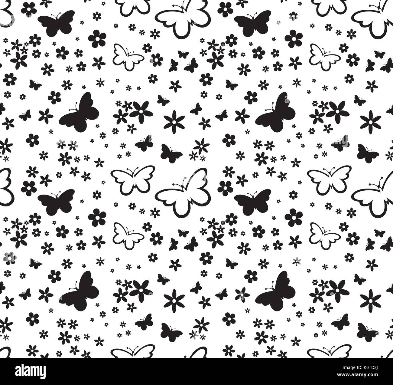 butterflies silhouettes seamless pattern isolated on white background ...