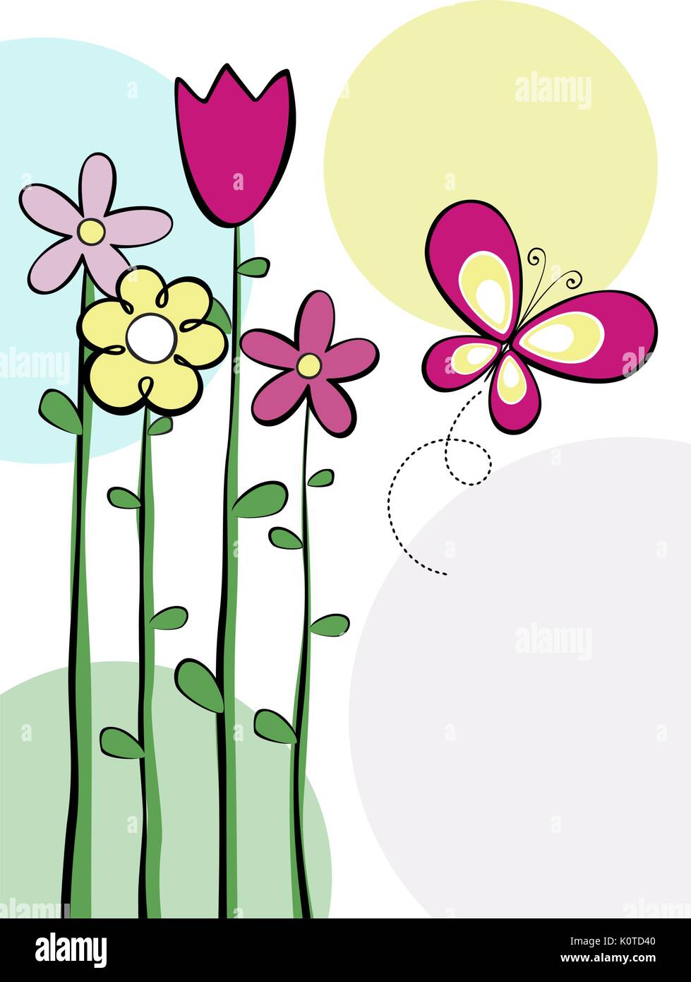 Spring Flowers And Butterflies Clipart