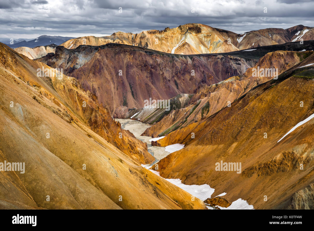Colorful valley in rhyolite mountains near Landmannalaugar, Iceland ...