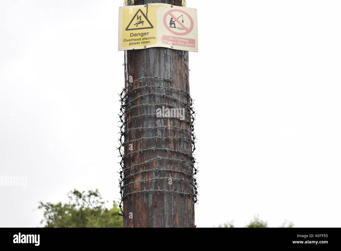 Danger signs on a transformer Stock Photo - Alamy
