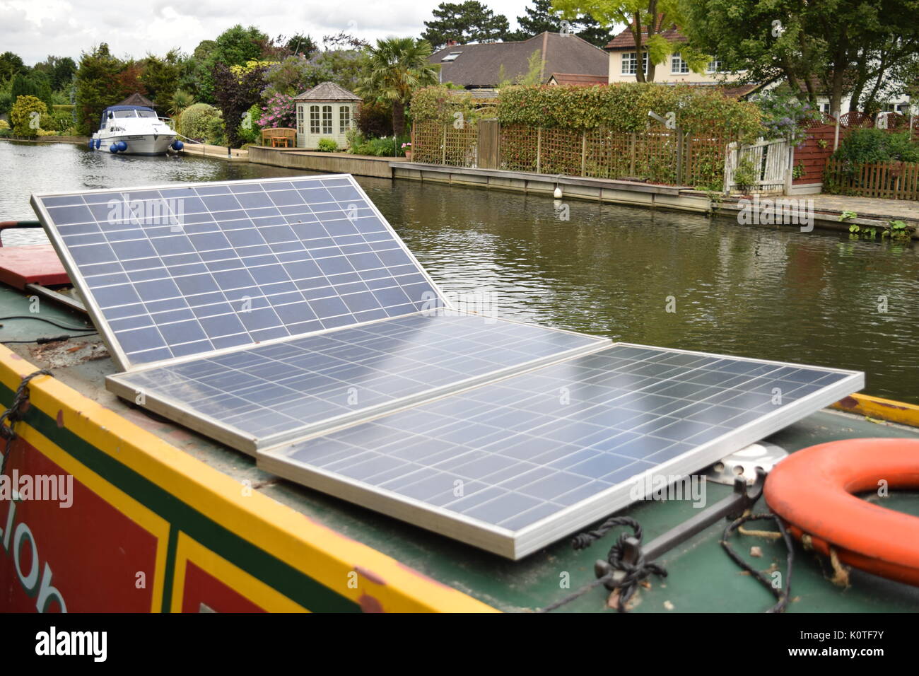 Solar panel canal boat Stock Photo - Alamy