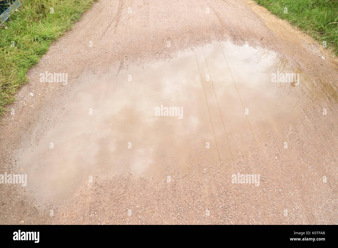 Large puddle in the middle of a path Stock Photo - Alamy