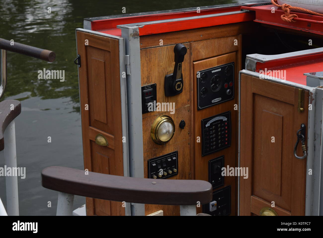 Controls on a canal boat Stock Photo - Alamy