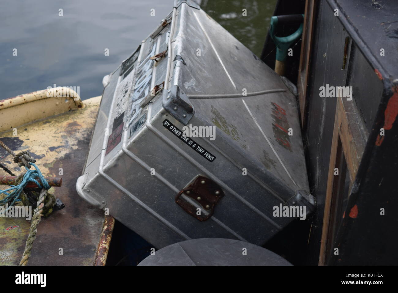 Box on canal boat Stock Photo - Alamy