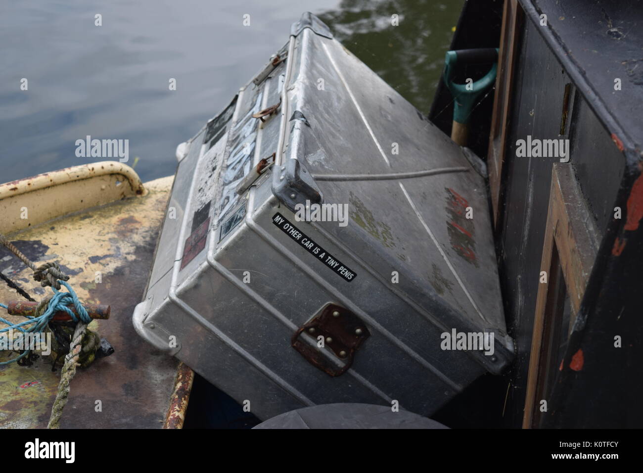 Box on canal boat Stock Photo - Alamy