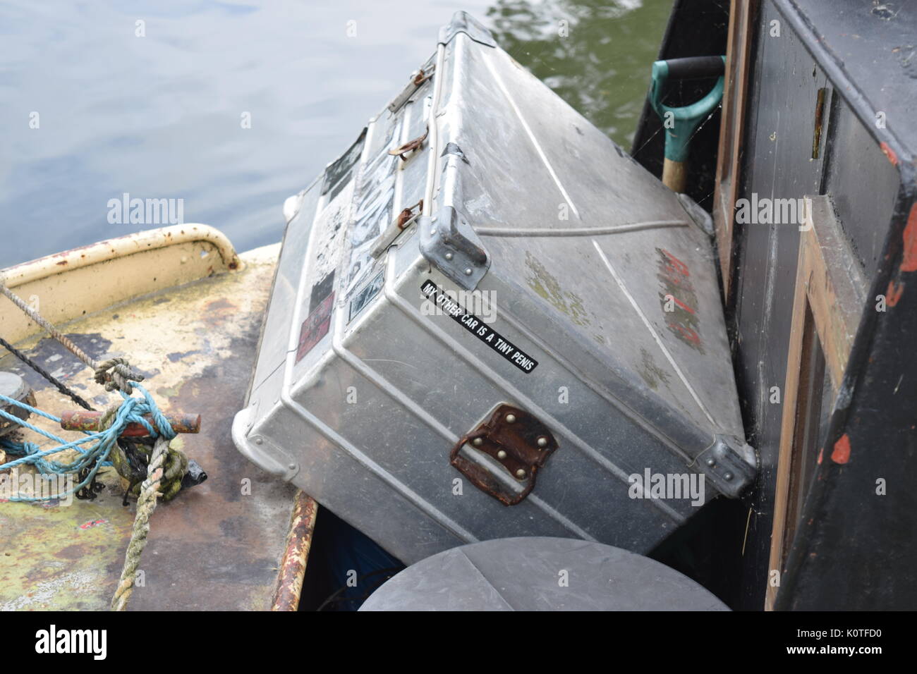 Box on canal boat Stock Photo - Alamy