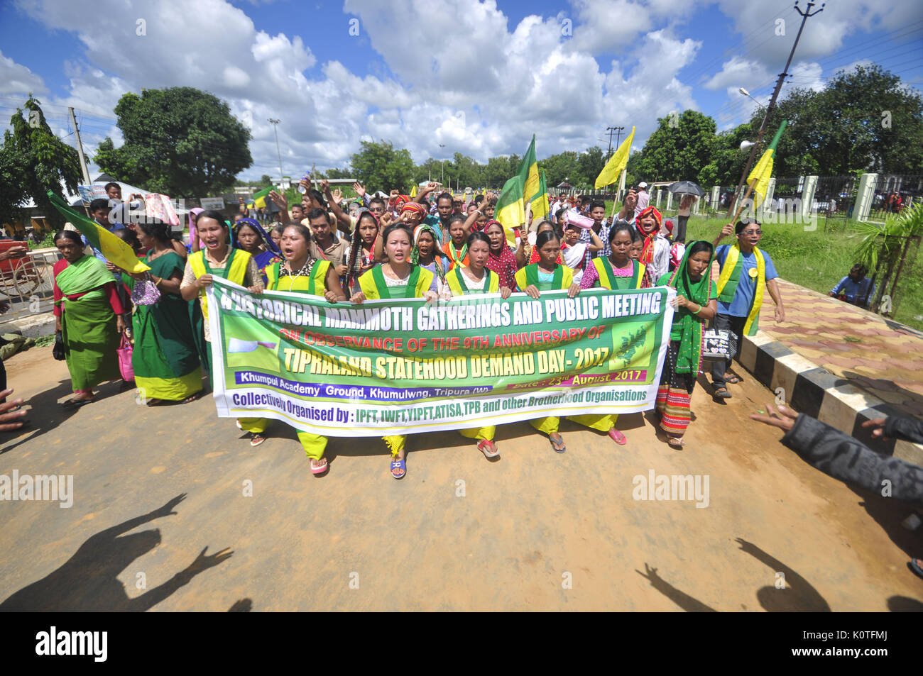 The IPFT (Indigenous People's Front of Tripura) supporter are walking ...