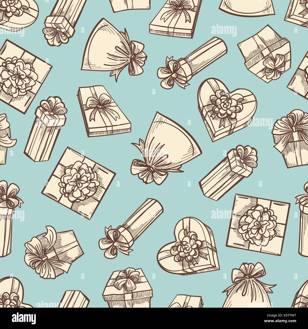 Vintage gift boxes seamless pattern design, vector illustration Stock ...