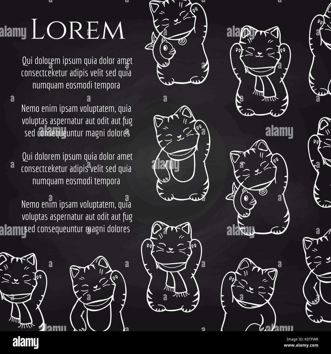 Chalkboard background with cute happy cats, vector illustration Stock ...