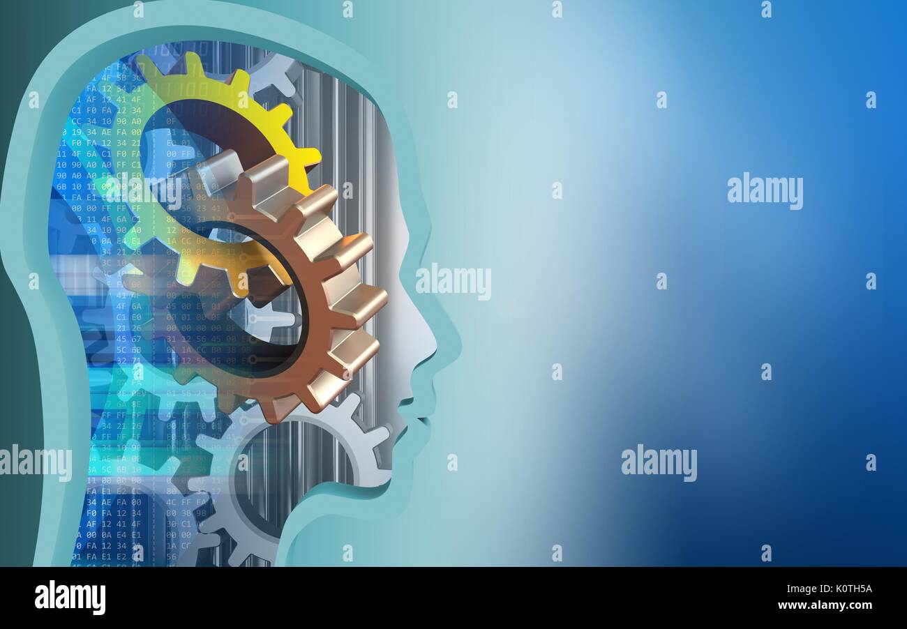 3d illustration of gears over blue background with gears Stock Photo ...