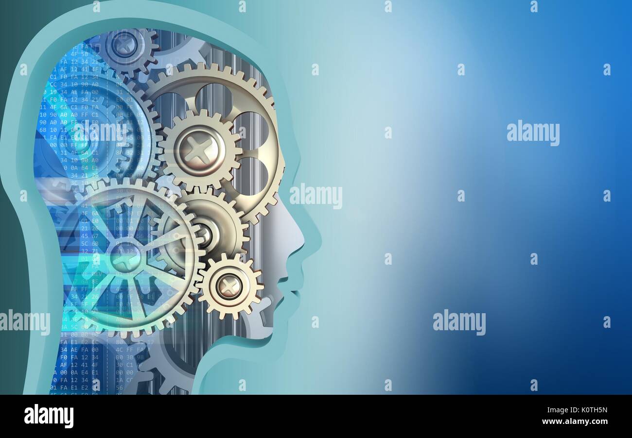 3d illustration of gears over blue background with gears Stock Photo ...