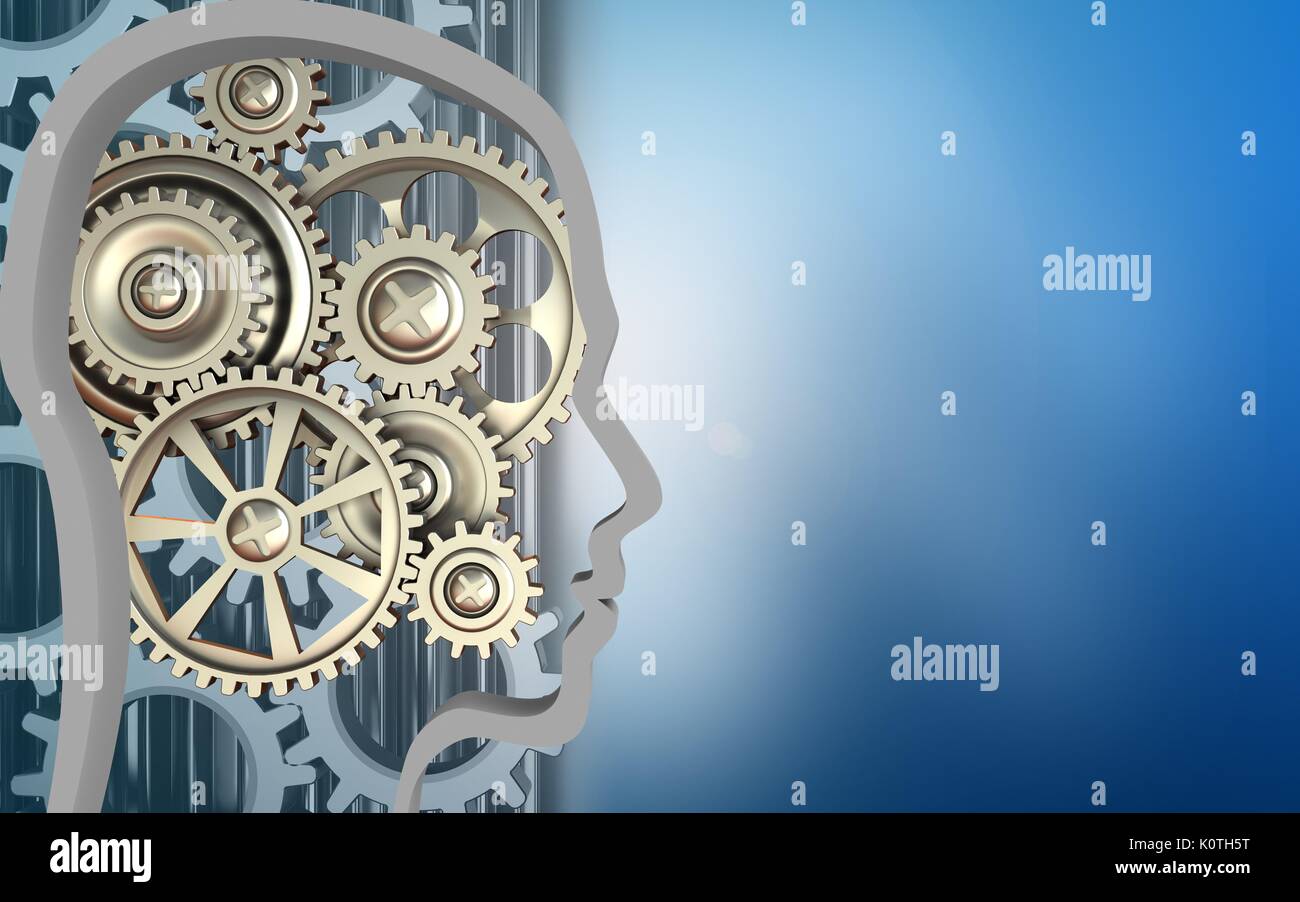 3d illustration of gears over blue background with gears Stock Photo ...