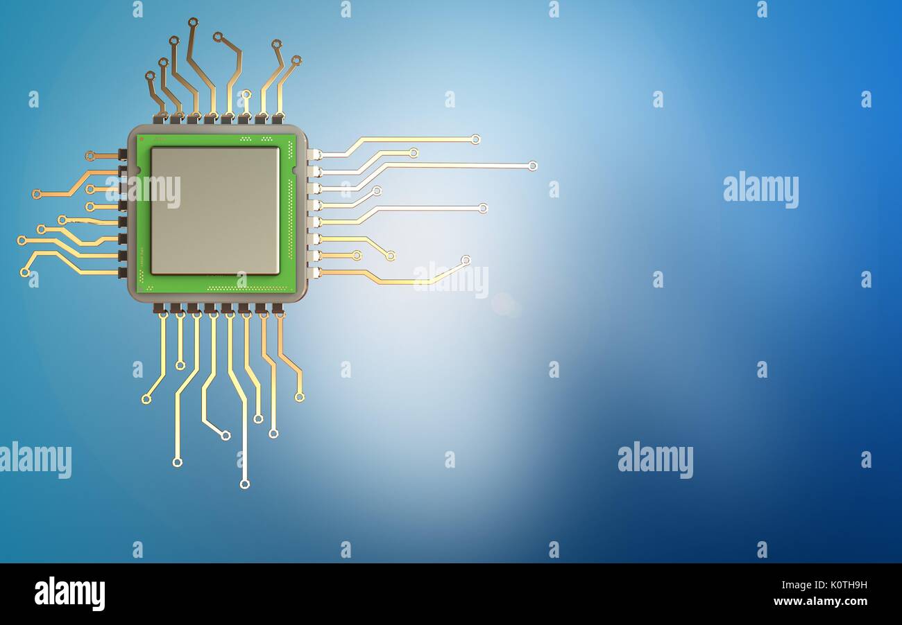 3d illustration of chip over blue background with Stock Photo - Alamy