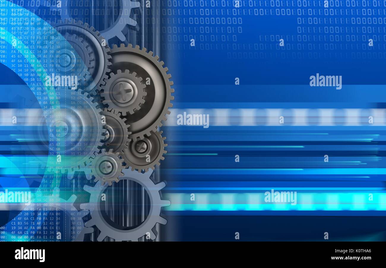 3d illustration of gear wheels over cyber background with gears Stock ...