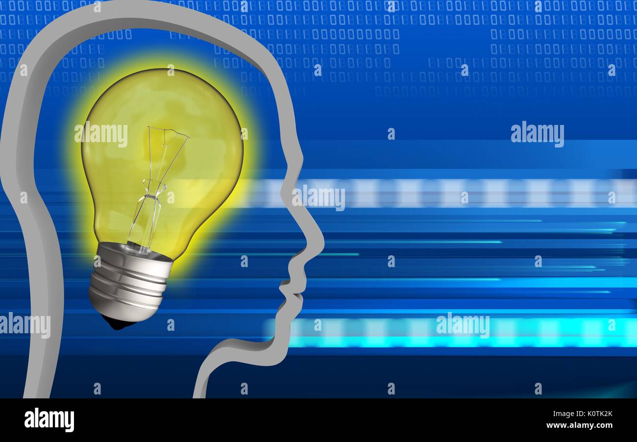 3d illustration of light bulb over cyber background with Stock Photo ...
