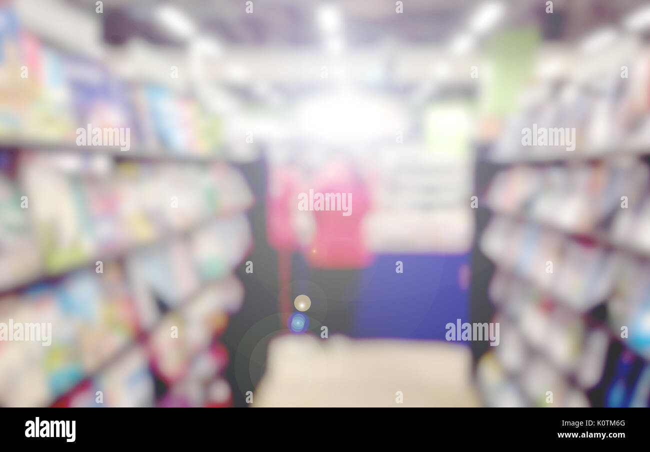 Blur abstract background of book on bookshelves in bookstore. Blurry ...