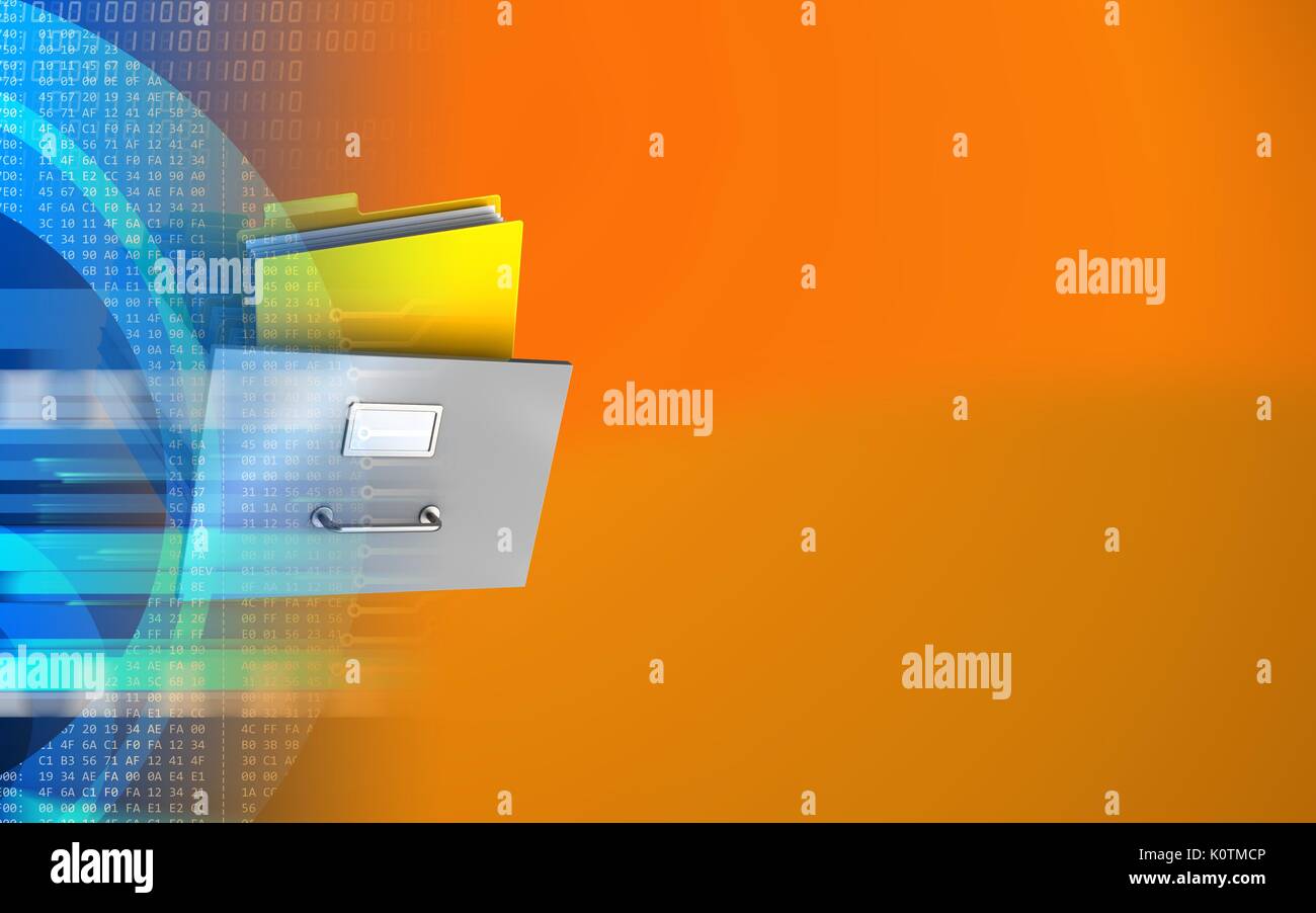 3d illustration of archive over orange background with Stock Photo - Alamy