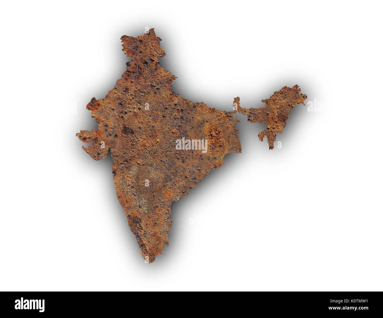 Map of India on rusty metal Stock Photo - Alamy