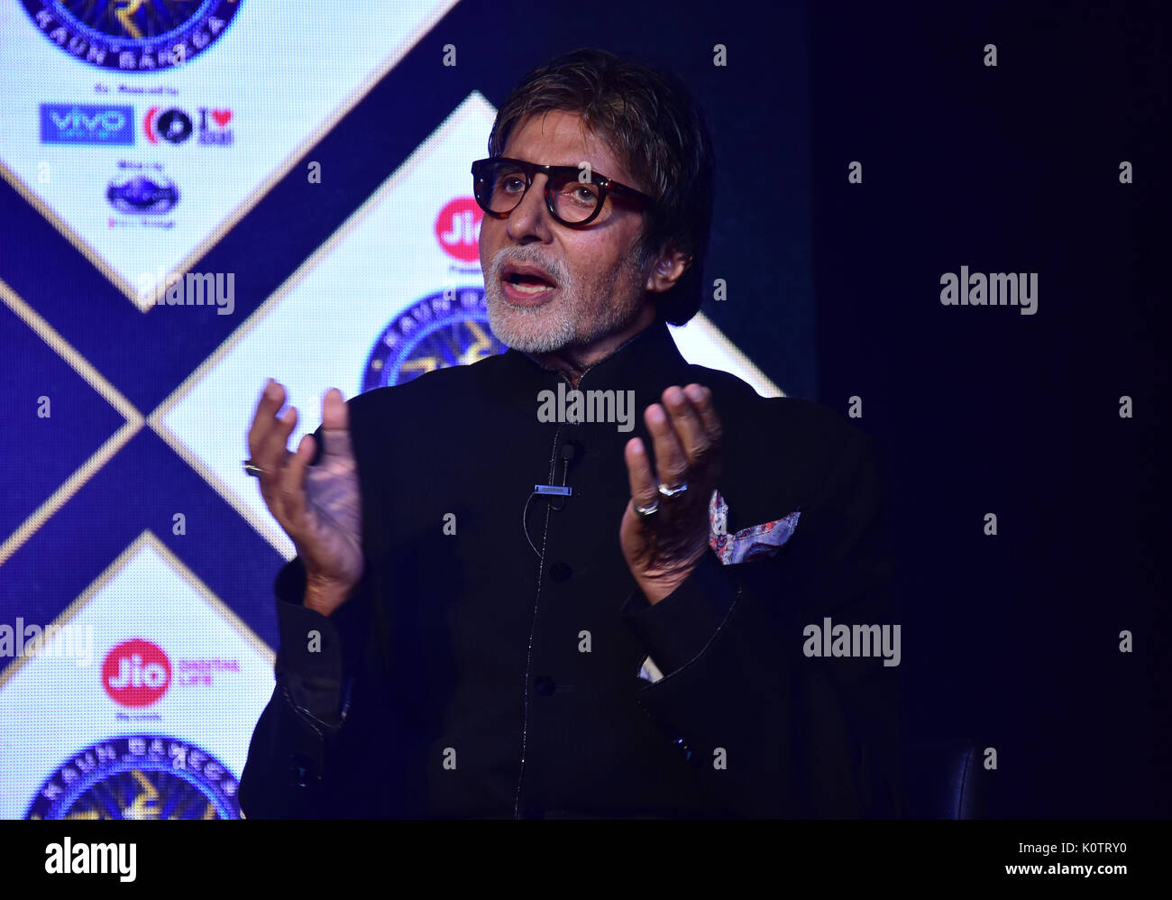 Mumbai, India. 23rd Aug, 2017. Indian film actor Amitabh Bachchan and ...
