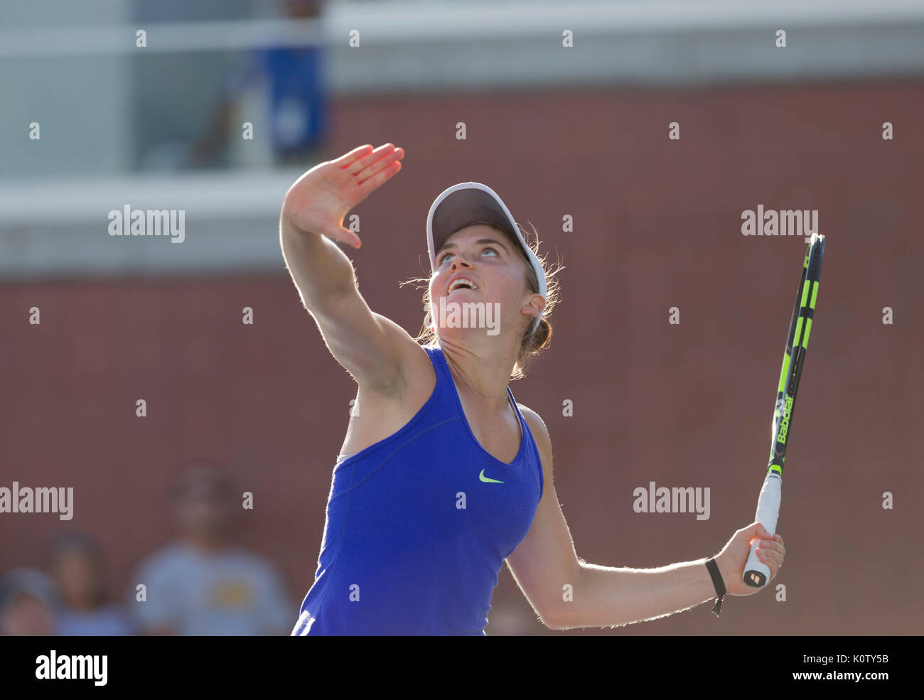 New York, USA. 23rd Aug, 2017. Francesca Di Lorenzo of USA returns ball ...
