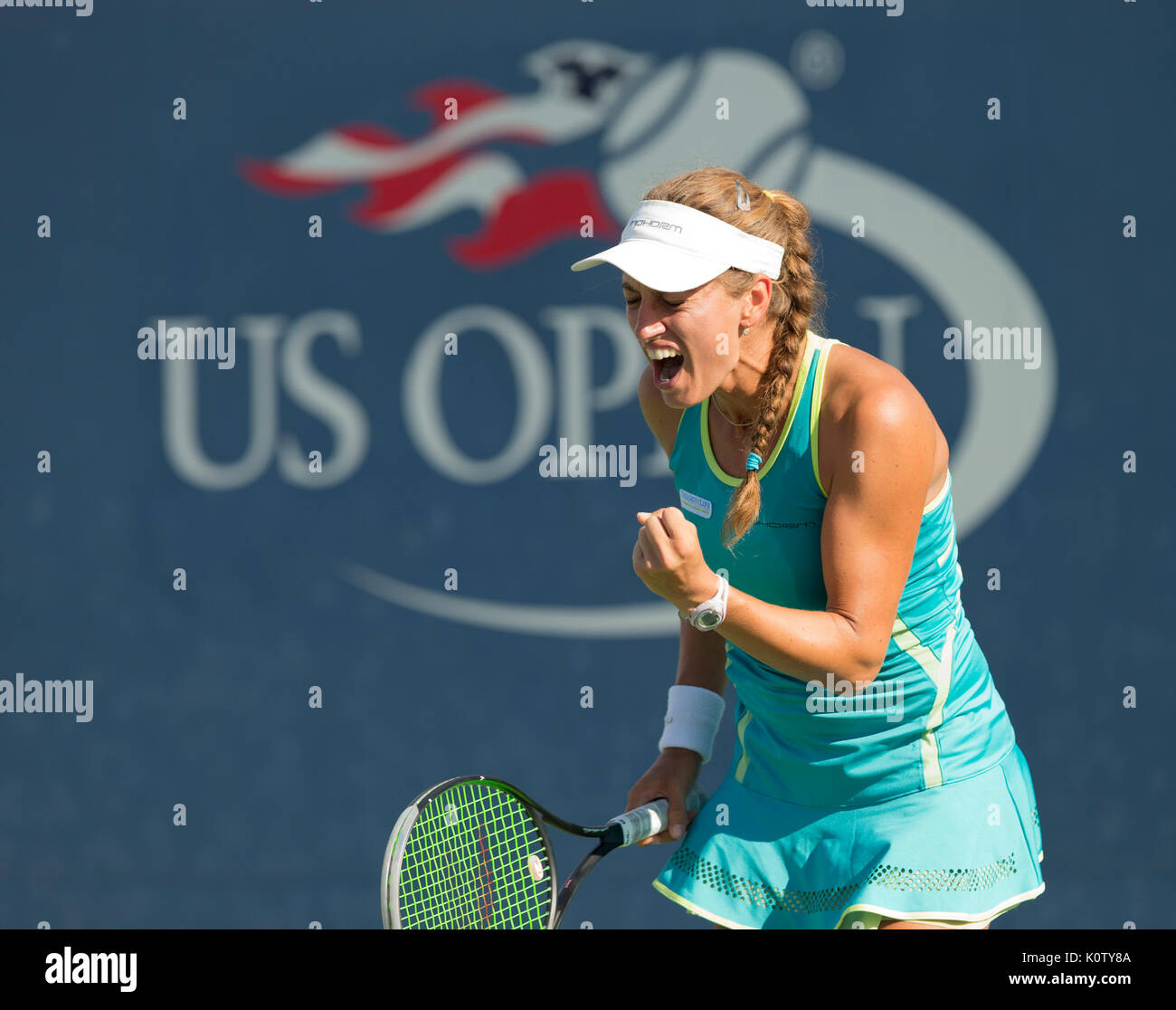 New York, USA. 23rd Aug, 2017. Jacqueline Cako of USA reacts during ...