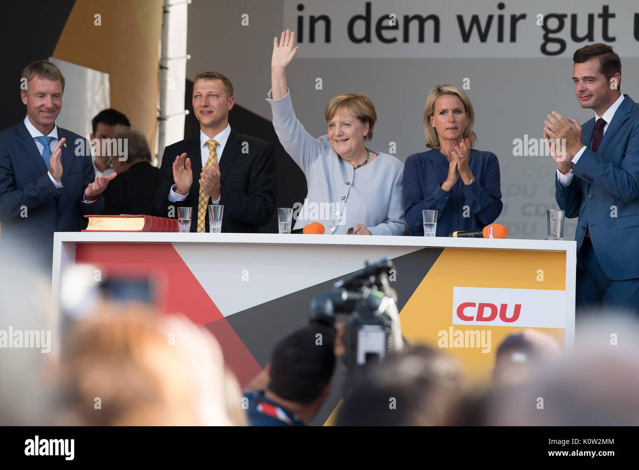 Vacha, Germany. 24th Aug, 2017. German Chancellor Angela Merkel is ...