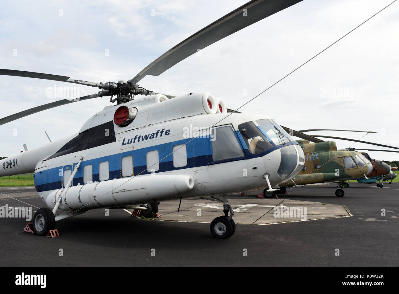 Several historic Mil Mi 8 helicopters are on display on the Berlin ...