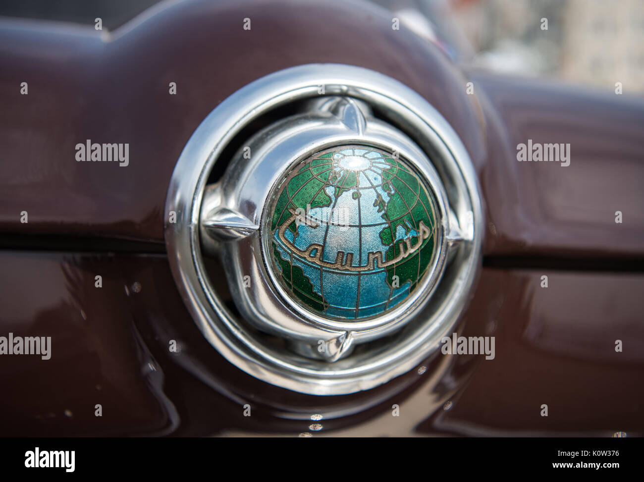 Hamburg, Germany. 24th Aug, 2017. The Logo of an Ford Taunus 15M, built ...