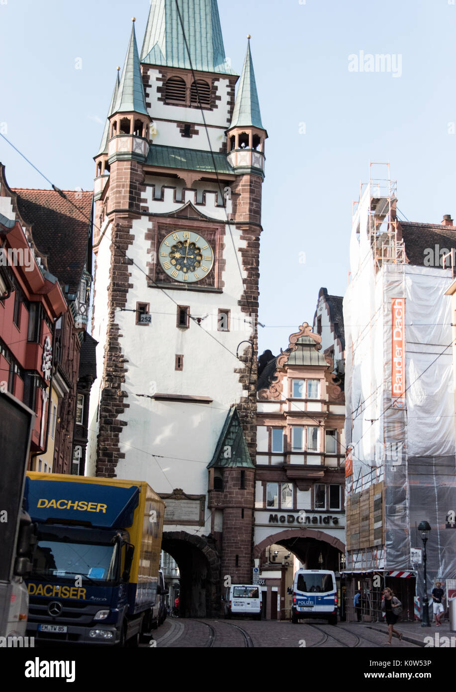 Freiburg, Germany. 25th Aug, 2017. A police vehicle driving through the ...