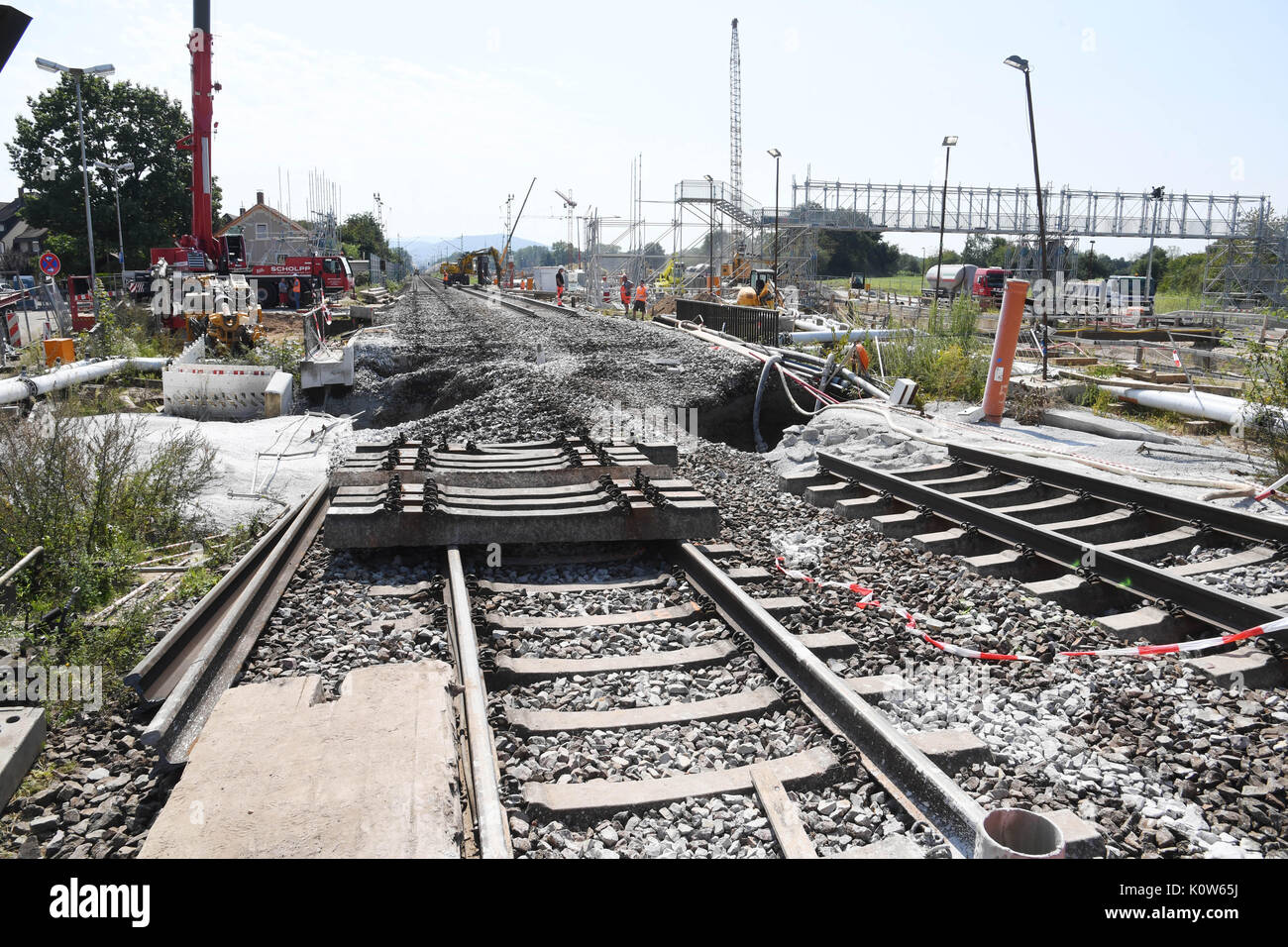 Work taking place at the construction site of the Rastatt rail tunnel ...