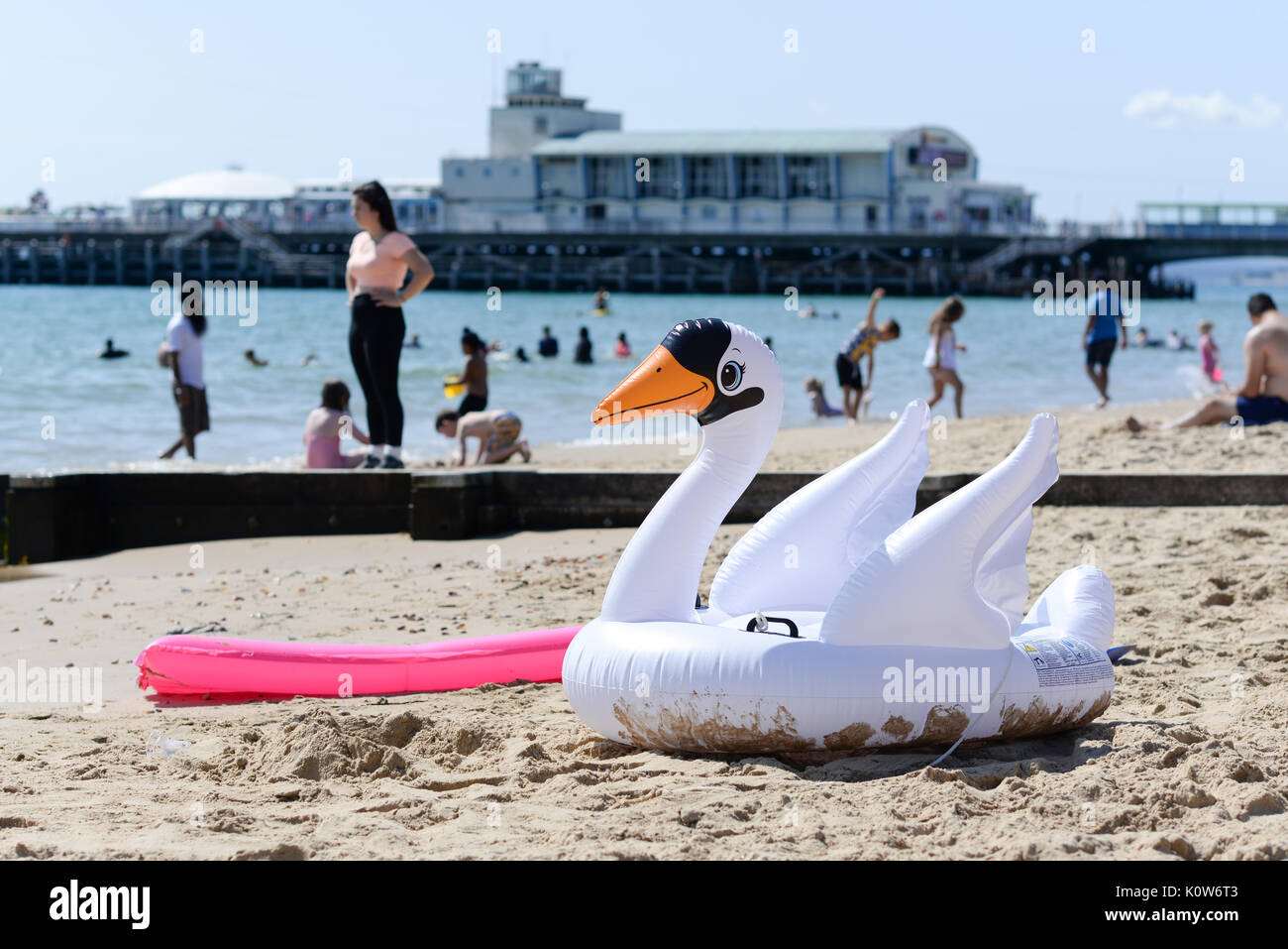 Inflatable swan on the beach at Bournemouth, Dorset, UK Stock Photo - Alamy
