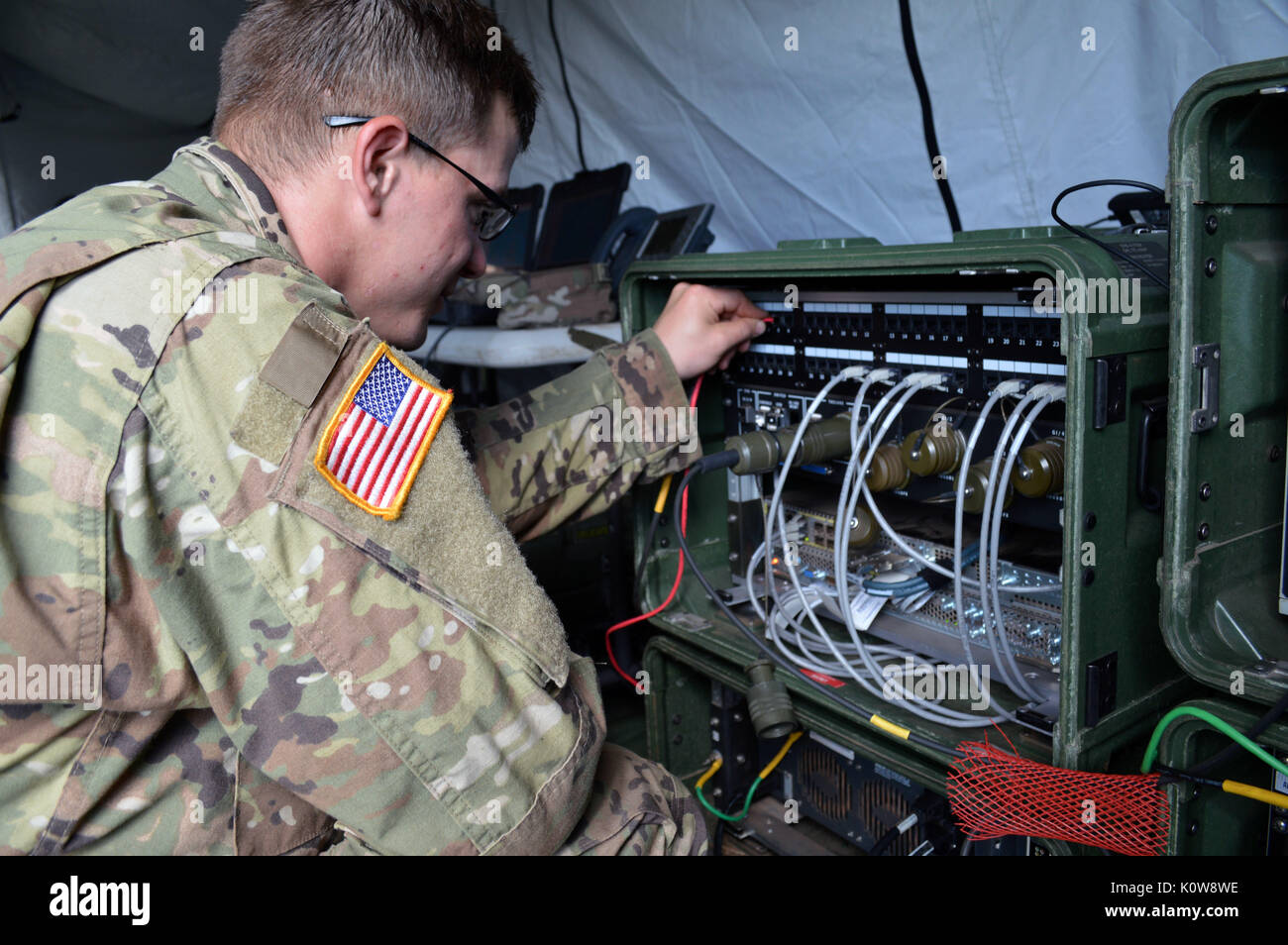 A signal Soldier assigned to the 29th Brigade Engineer Battalion, 3rd ...