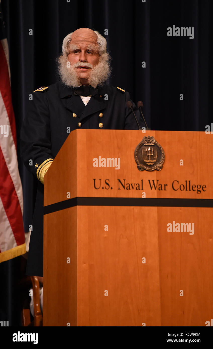 170814-N-RX668-294 NEWPORT, R.I. (Aug. 14, 2017) An actor portraying Rear Adm. Stephen B. Luce ...