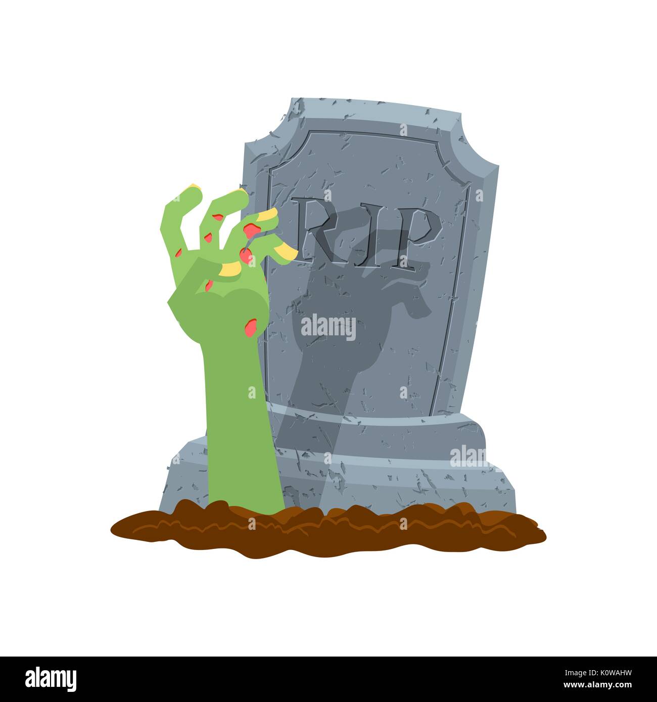 Halloween. Grave and hand of zombie. Gravestone and arm dead man ...