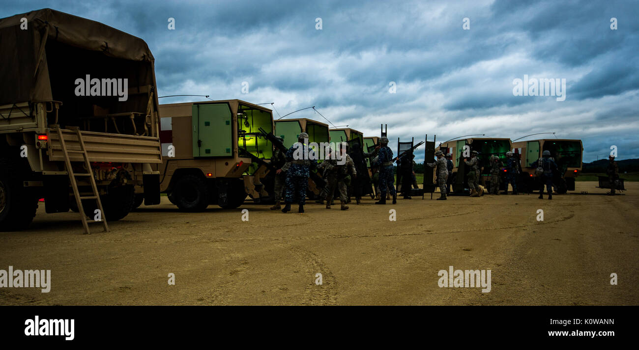 Army medics at Fort McCoy, Wisconsin, carried simulated casualties from ...