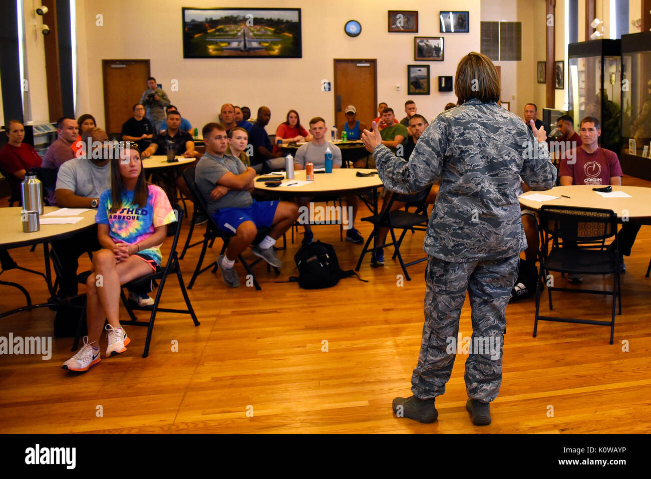 Col. Jennifer Short, 23d Wing Commander, speaks to Emerge Moody and ...