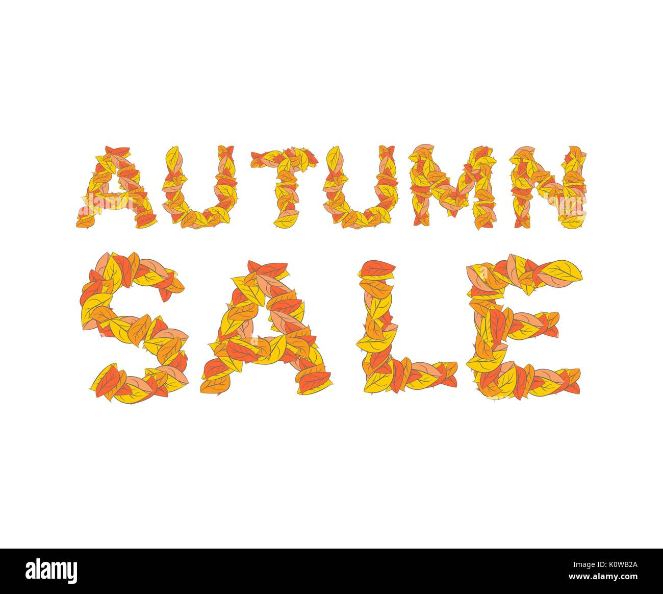 Autumn sale. Yellow leaves of ABC. autumnal alphabet. Letters of fallen ...
