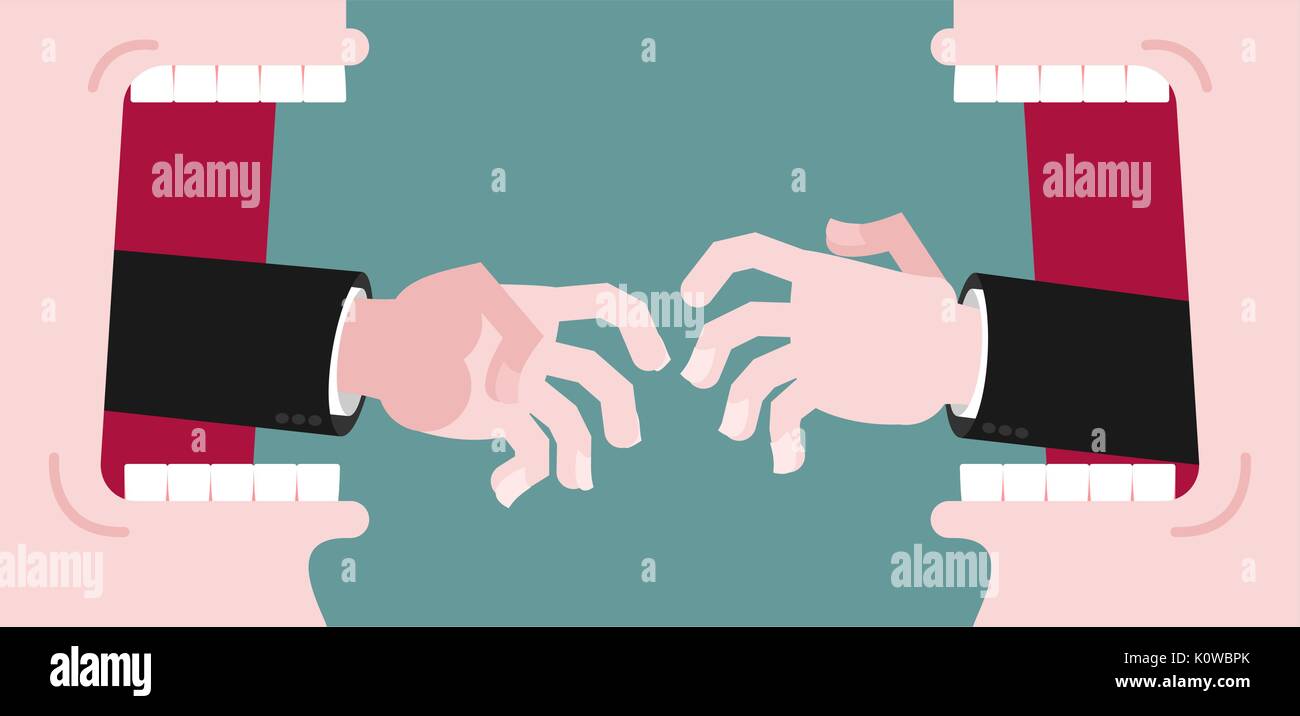 Business dispute. Business hands reach for handshake. Reach out. Open ...