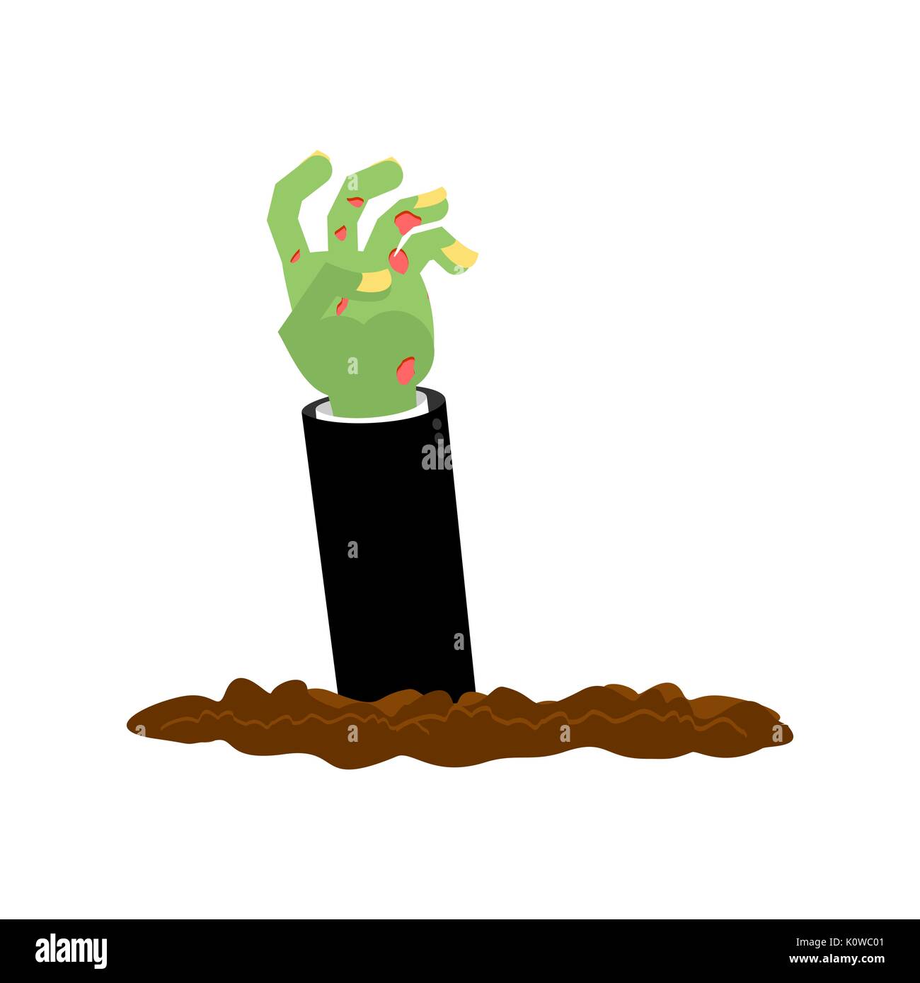Zombie hand from earth isolated. Halloween illustration Stock Vector ...