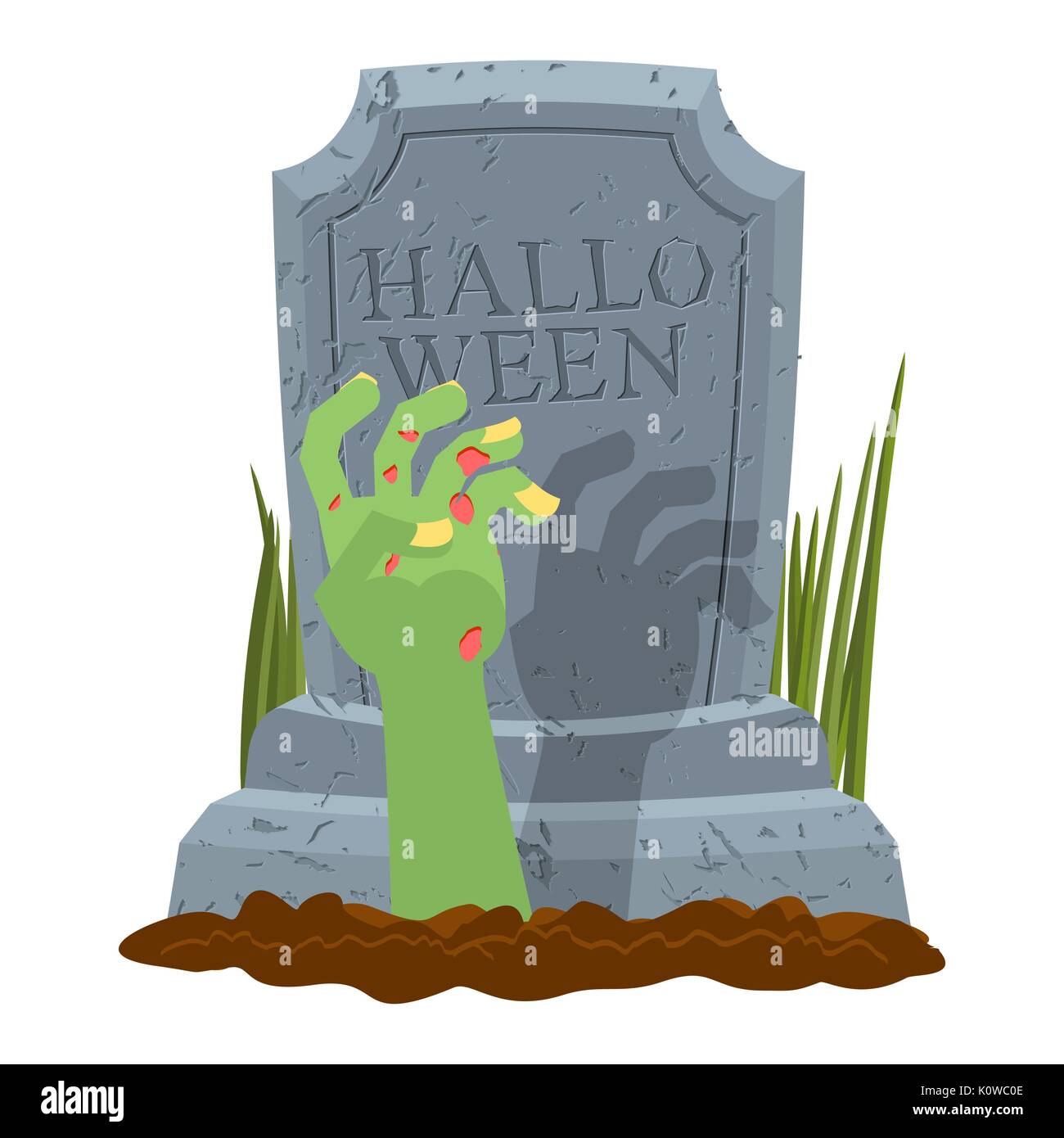 Halloween. Grave and hand of zombie. Gravestone and arm dead man ...