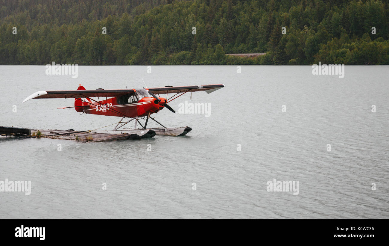 Seaplane on a lake, Moose Pass, Kenai Peninsula, Alaska, USA Stock ...