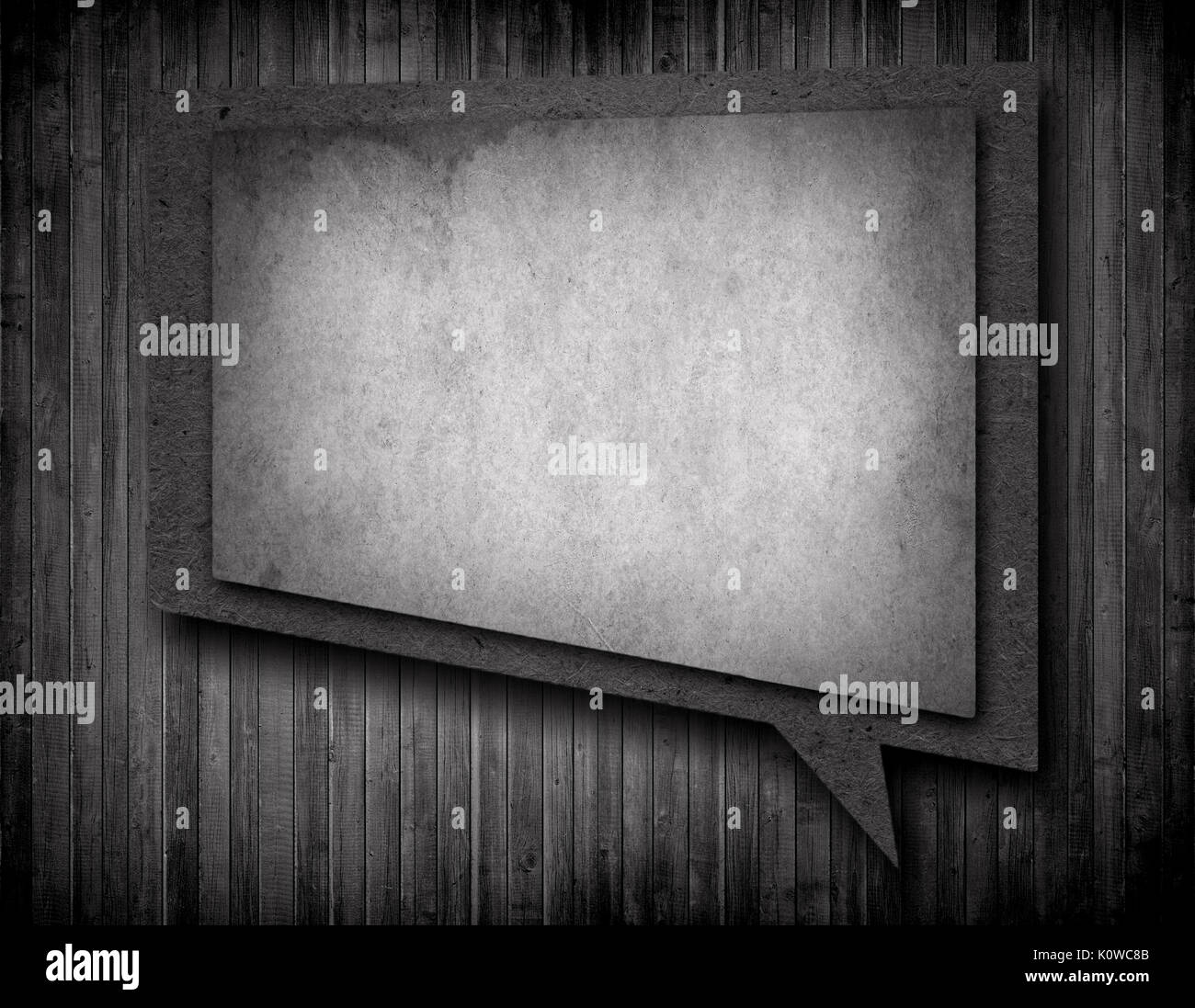 Paper speech bubble with shadow on brown wooden wall Stock Photo - Alamy
